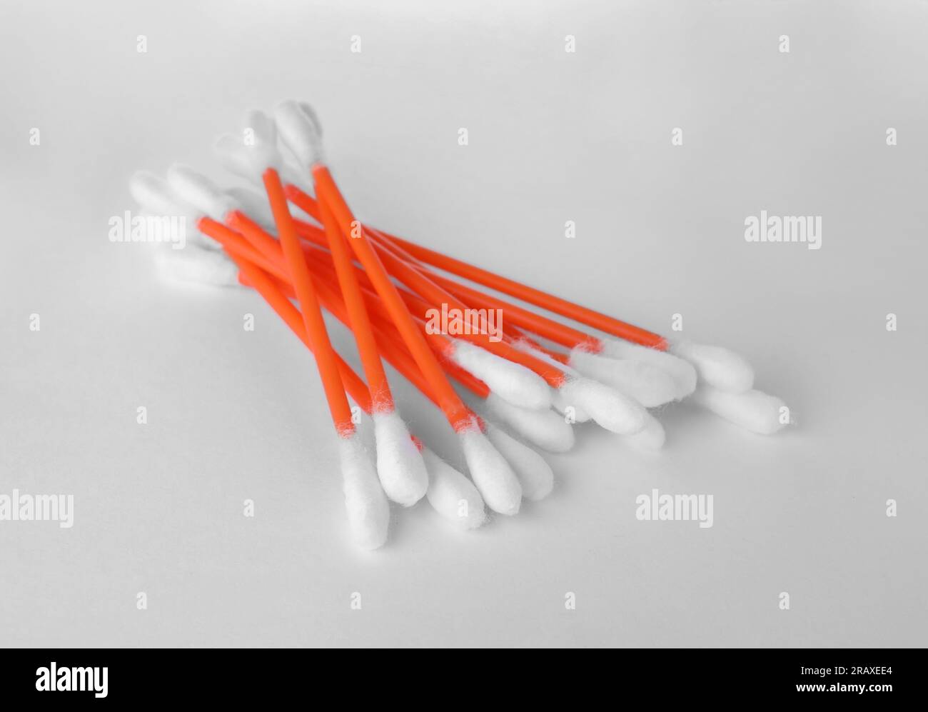 Heap of clean cotton buds on white background Stock Photo - Alamy