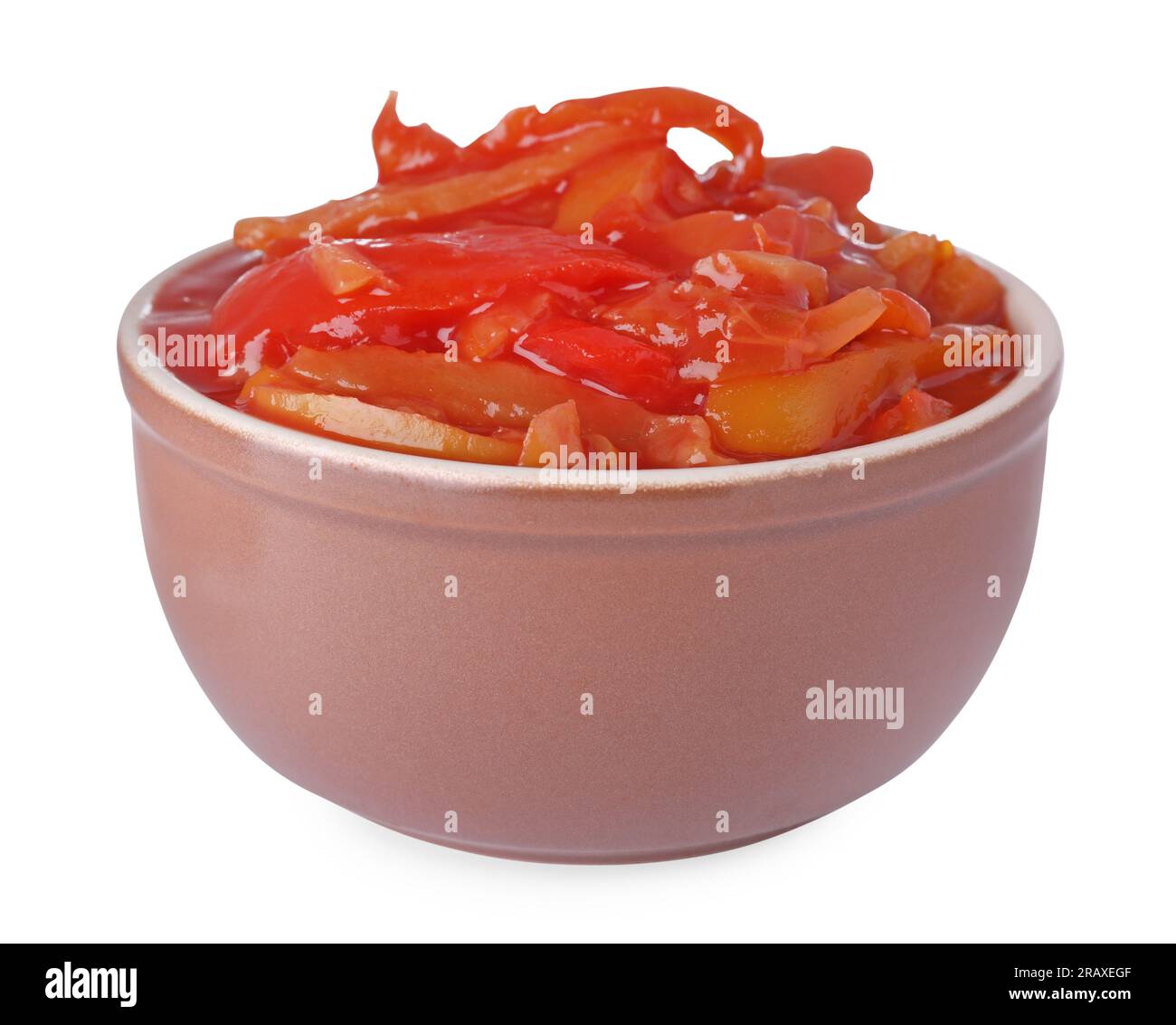 Delicious lecho in bowl isolated on white Stock Photo - Alamy