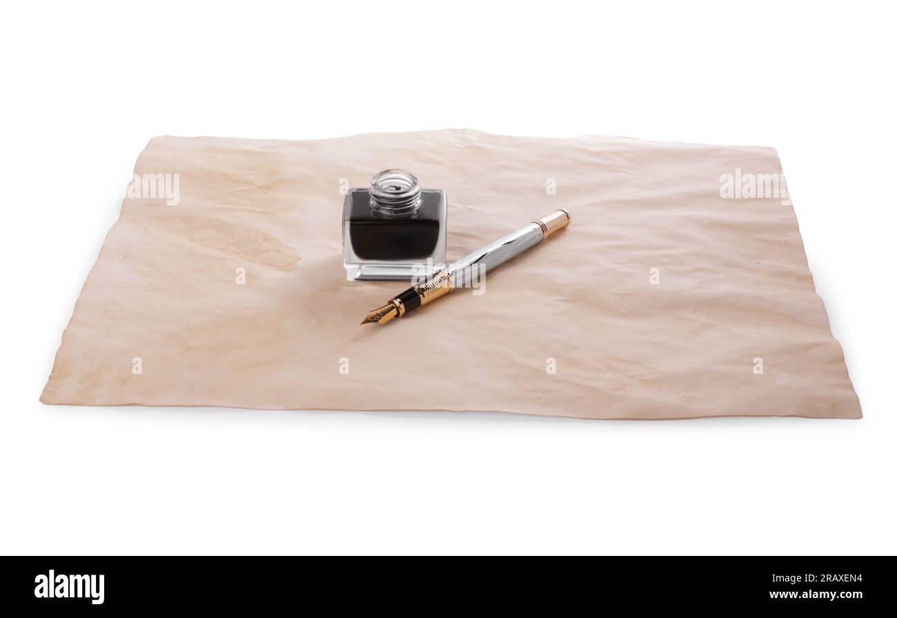 White fountain pen and inkwell hi-res stock photography and images - Alamy