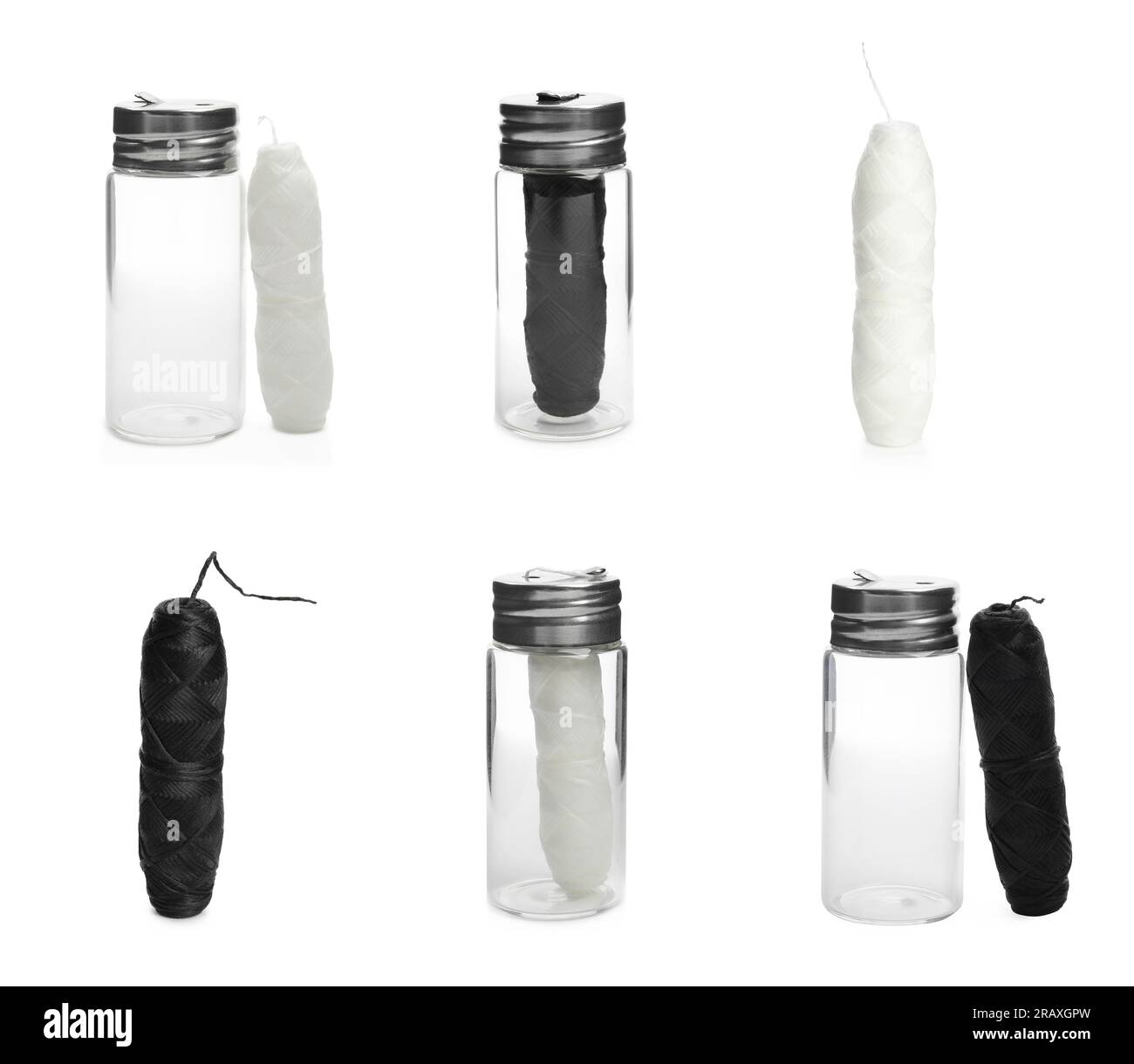 Set of natural dental flosses on white background Stock Photo - Alamy