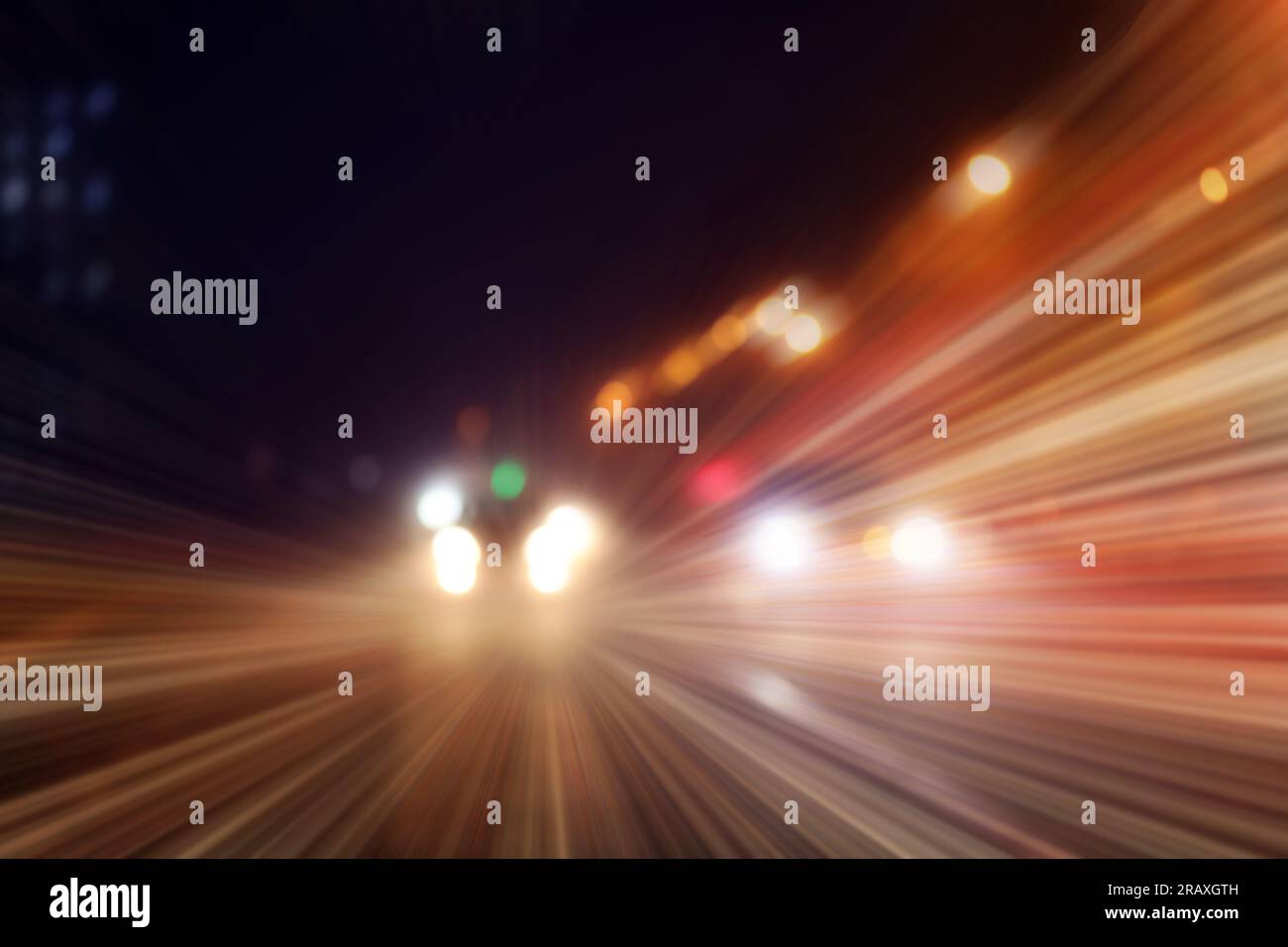 Road traffic, motion blur effect. View of car light trails at night ...