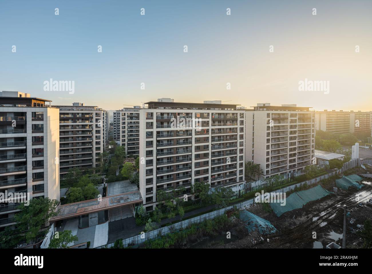 The sunrise over Chengdu Commercial and Trade City Stock Photo - Alamy