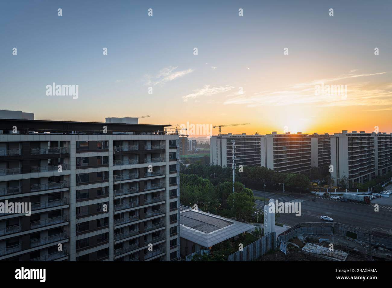 The sunrise over Chengdu Commercial and Trade City Stock Photo - Alamy