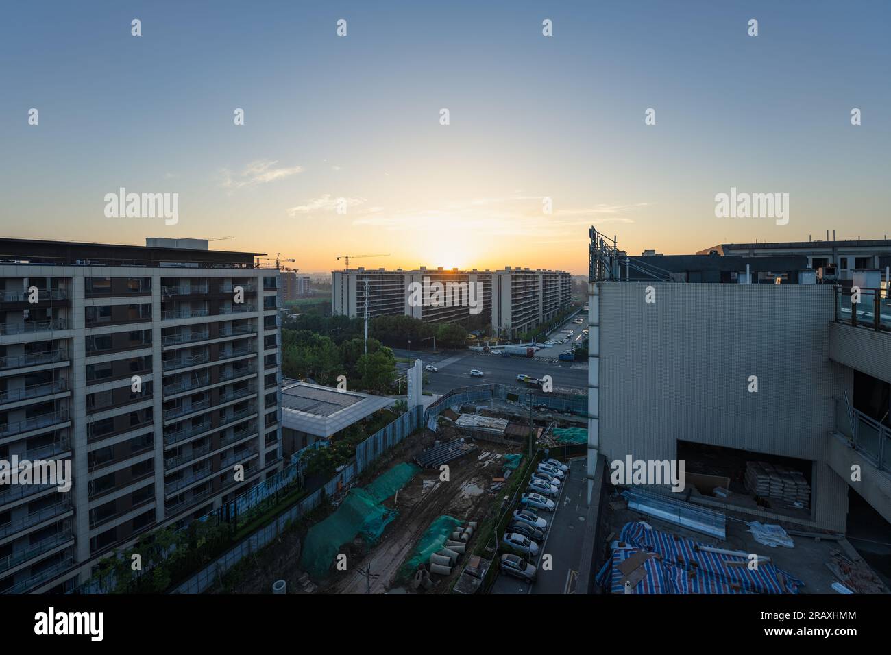 The sunrise over Chengdu Commercial and Trade City Stock Photo - Alamy