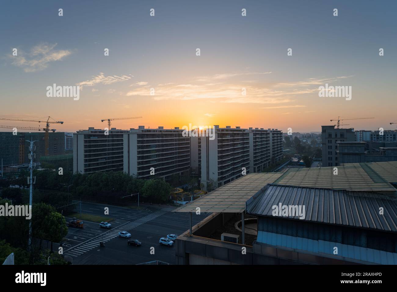 The sunrise over Chengdu Commercial and Trade City Stock Photo - Alamy