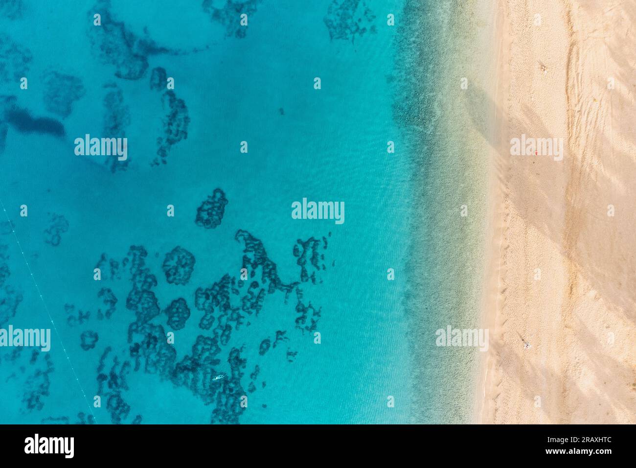 Aerial view of the paradisiacal idyllic coast with a sandy beach Stock ...