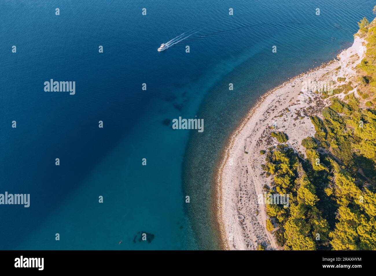 Aerial view of the paradisiacal idyllic coast with a sandy beach Stock ...