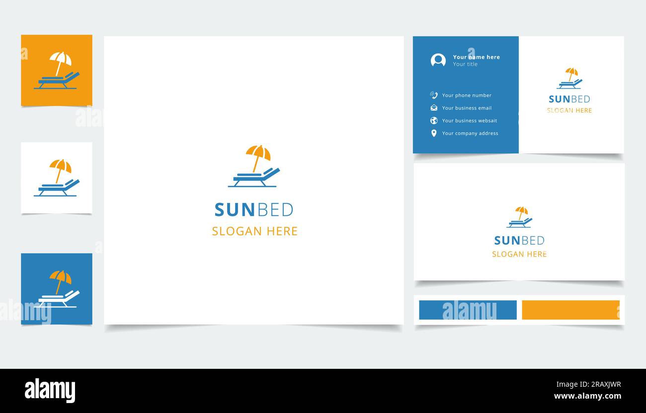 Sunbed logo design with editable slogan. Branding book and business ...