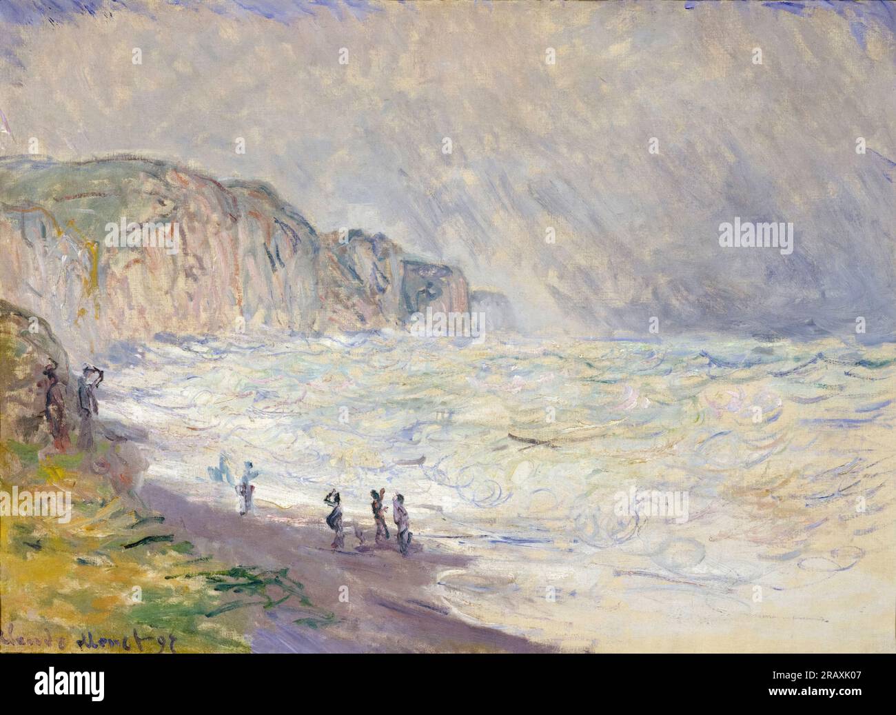 Claude Monet, Heavy Sea at Pourville, landscape painting in oil on ...