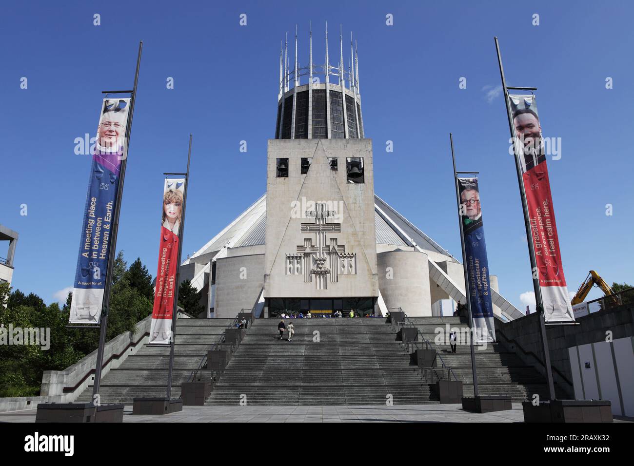 Liverpool Metropolitan Cathedral's interior, stained glass and circular ...