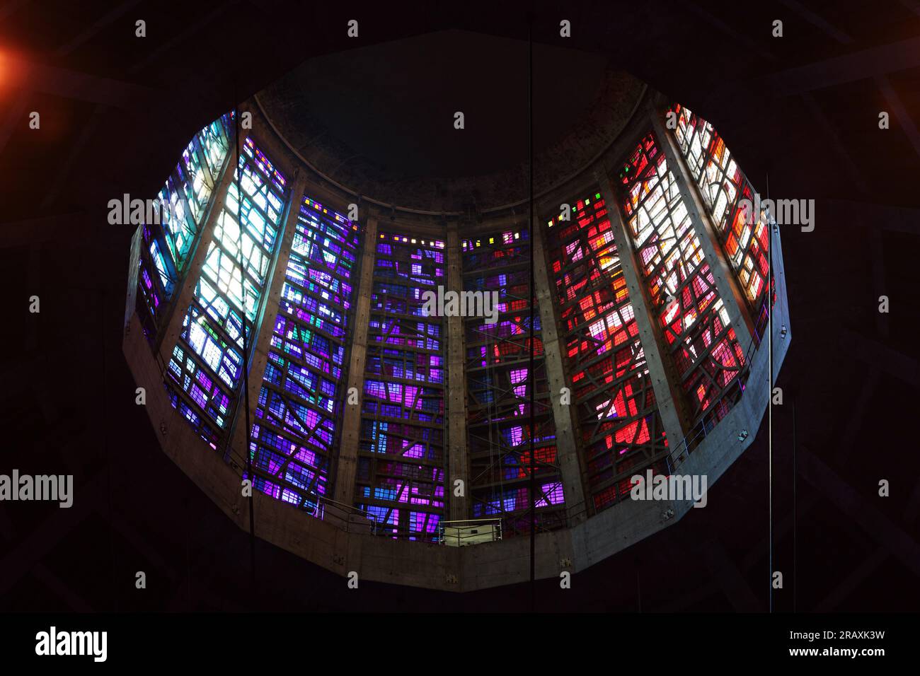 Liverpool Metropolitan Cathedral's interior, stained glass and circular ...