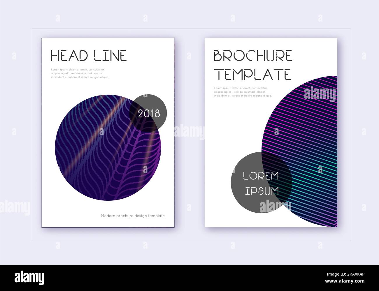 Trendy cover design template set. Neon abstract lines on dark blue ...