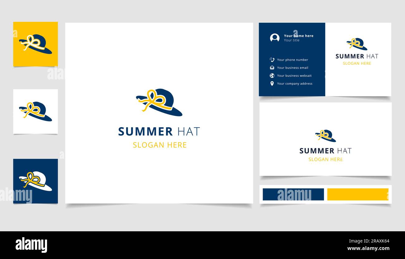 Summer hat logo design with editable slogan. Branding book and business ...