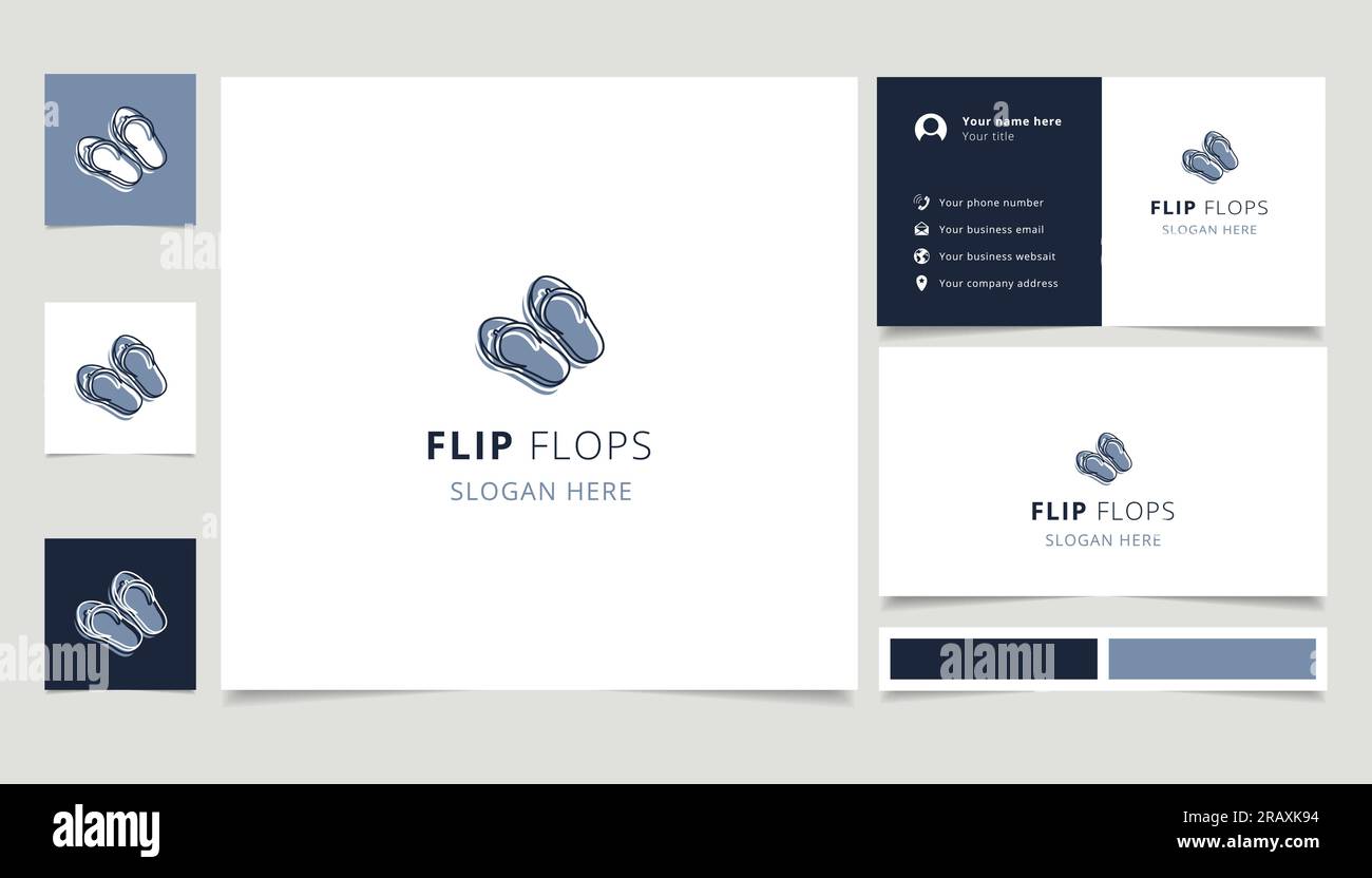 Flip flops logo design with editable slogan. Branding book and business ...