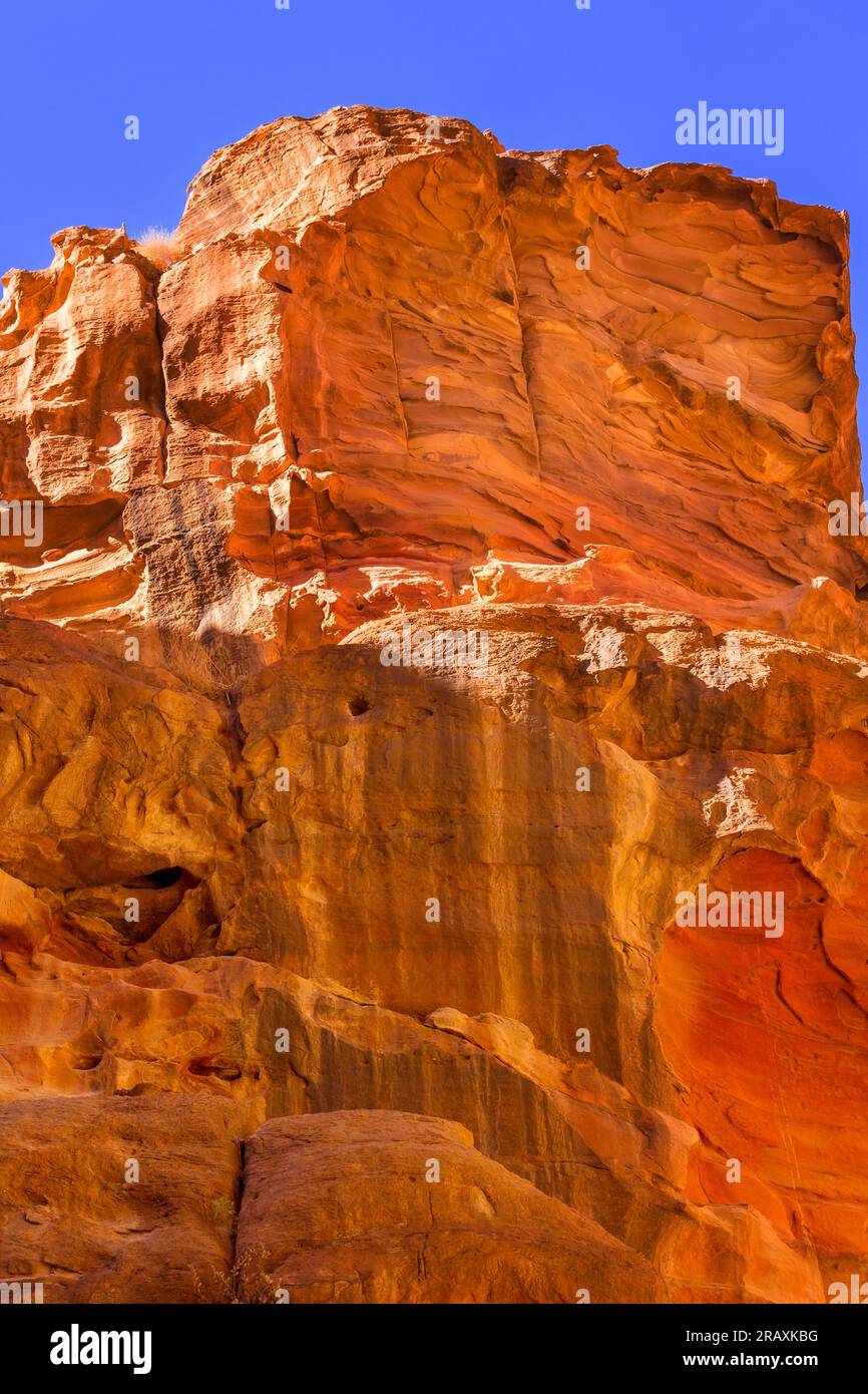 Sandstone canyon, rocks formations in Petra, Jordan, UNESCO World ...