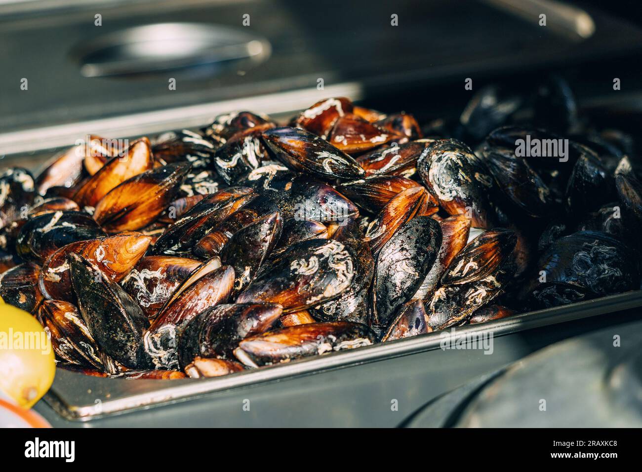 Mussels cooking in pan hi-res stock photography and images - Alamy