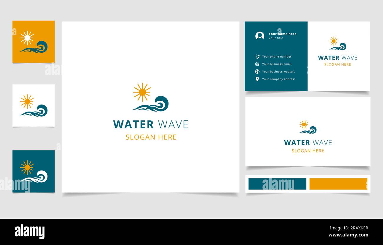 Water wave logo design with editable slogan. Branding book and business ...