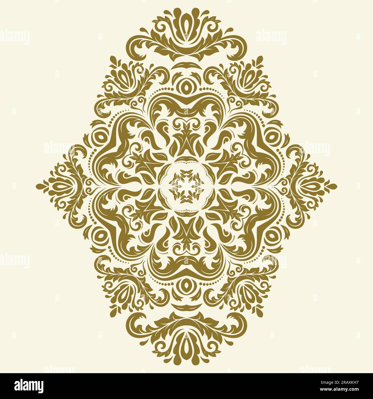 Oriental vector ornament with arabesques and floral elements. Traditional golden classic ...