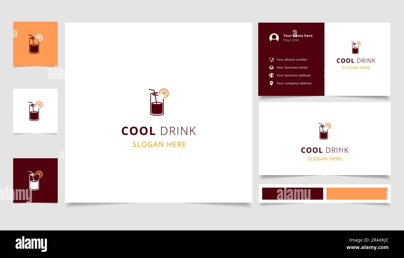 Cool drink logo design with editable slogan. Branding book and business ...
