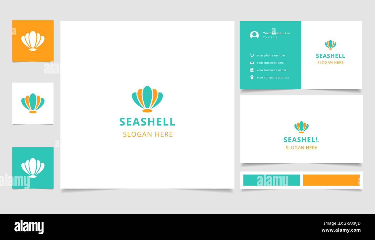 Seashell logo design with editable slogan. Branding book and business ...