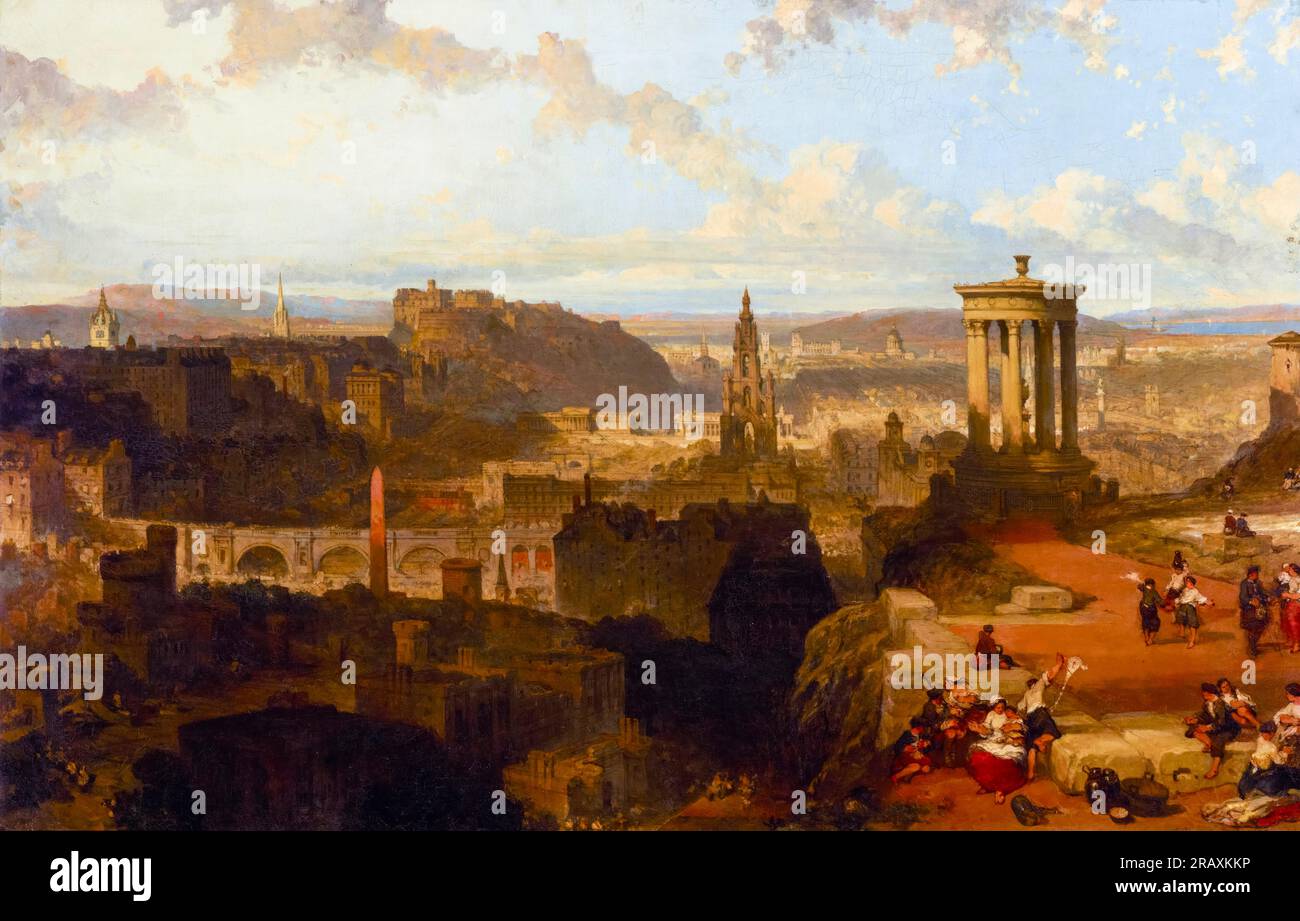 David Roberts, Edinburgh from the Calton Hill, landscape painting in ...