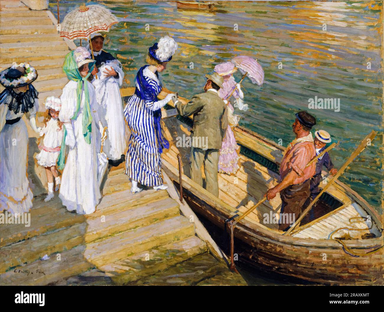 E Phillips Fox painting, The Ferry, oil on canvas, 1910-1911 Stock ...