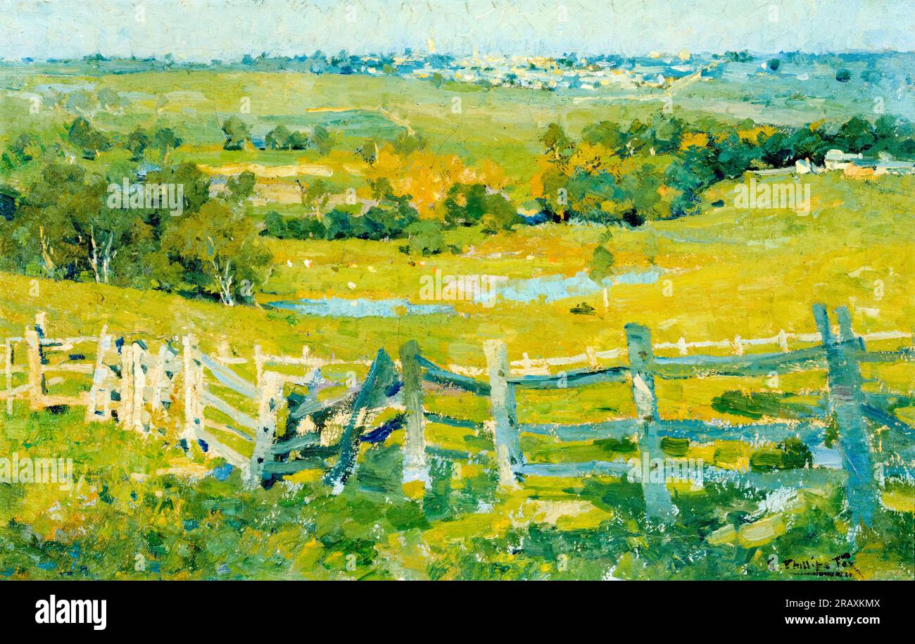E Phillips Fox, Heidelberg, landscape painting in oil on canvas mounted ...