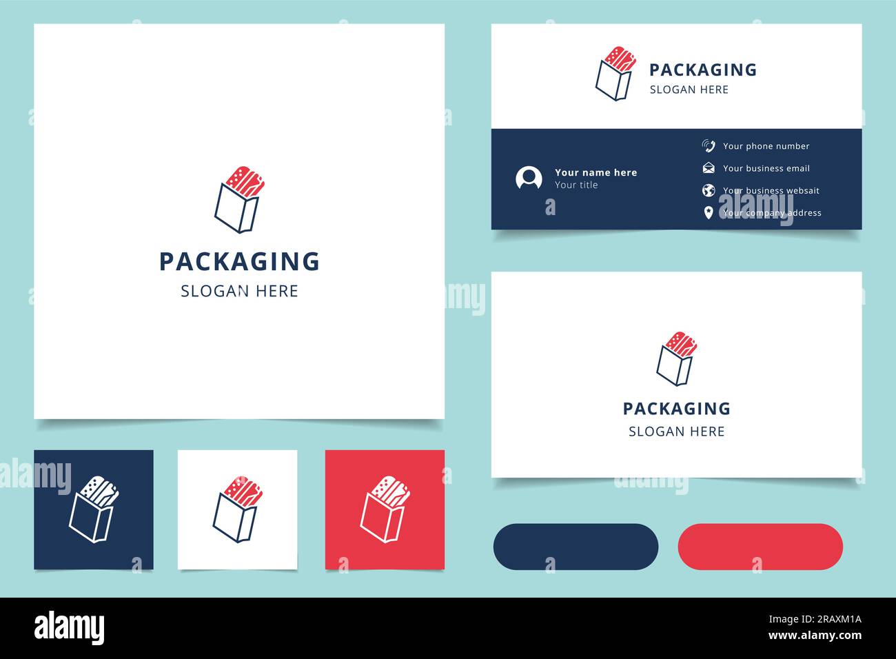 Packaging logo design with editable slogan. Branding book and business ...