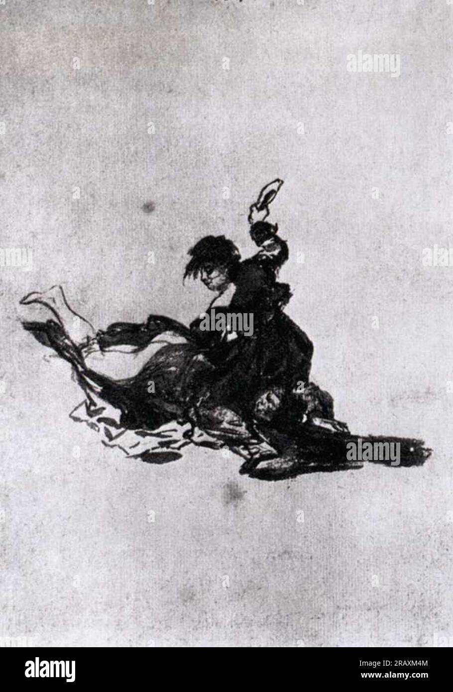 Woman Hitting Another Woman with a Shoe 1823 by Francisco Goya Stock ...