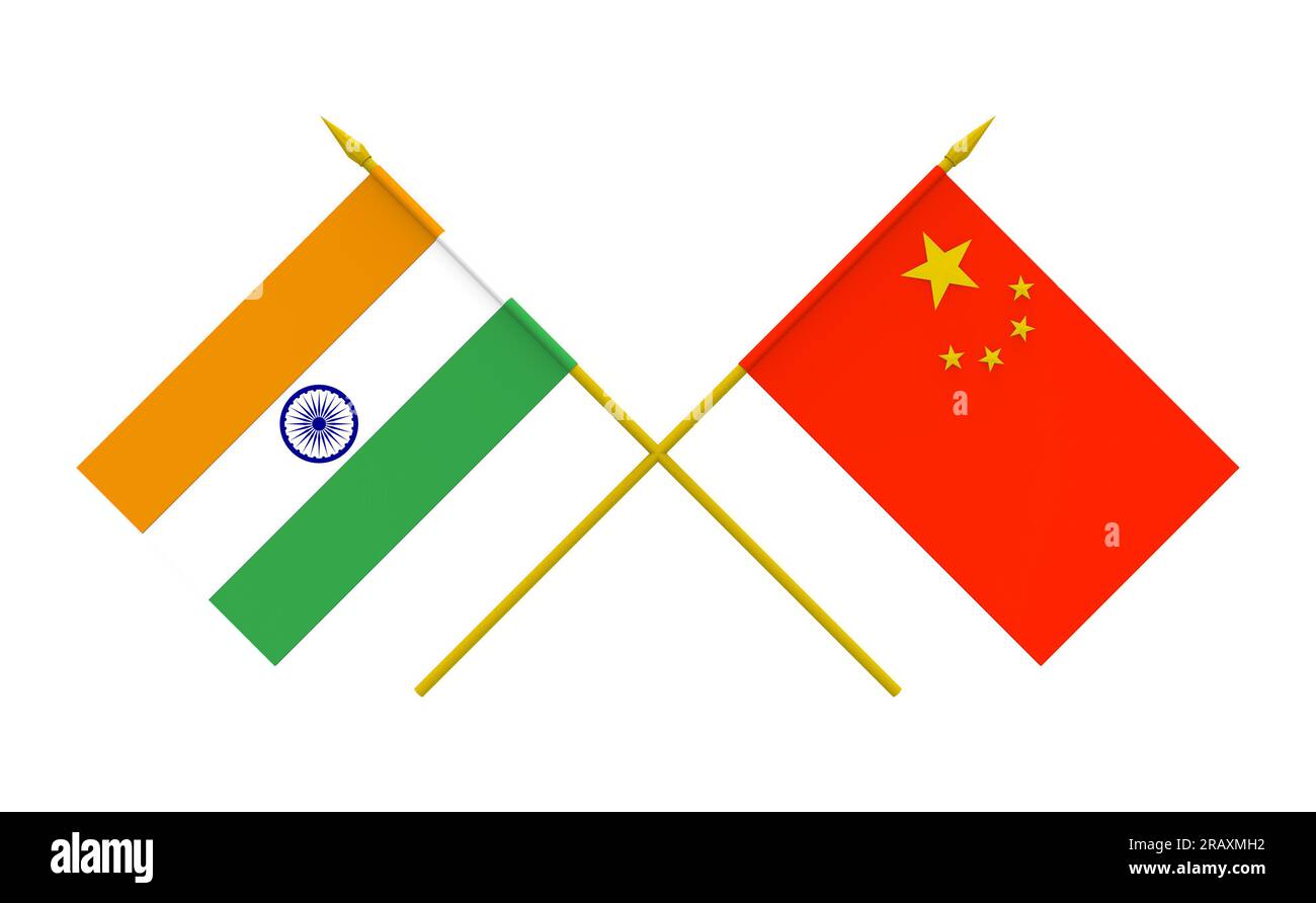 Flags of China and India, 3d render, isolated Stock Photo - Alamy