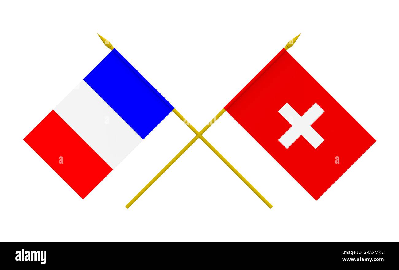 Flags of Switzerland and France, 3d render, isolated Stock Photo - Alamy