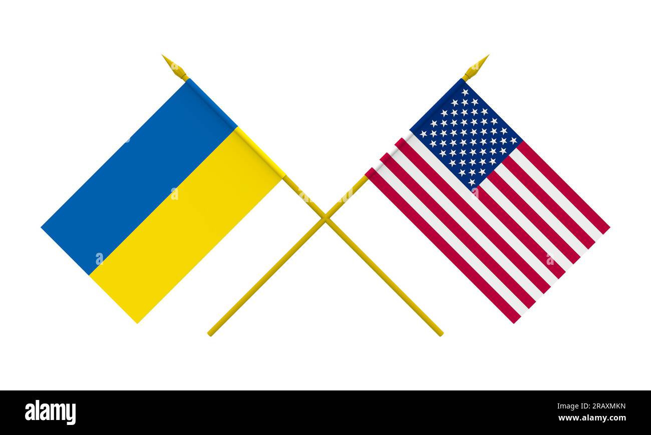 Flags of USA and Ukraine, 3d render, isolated on white Stock Photo - Alamy