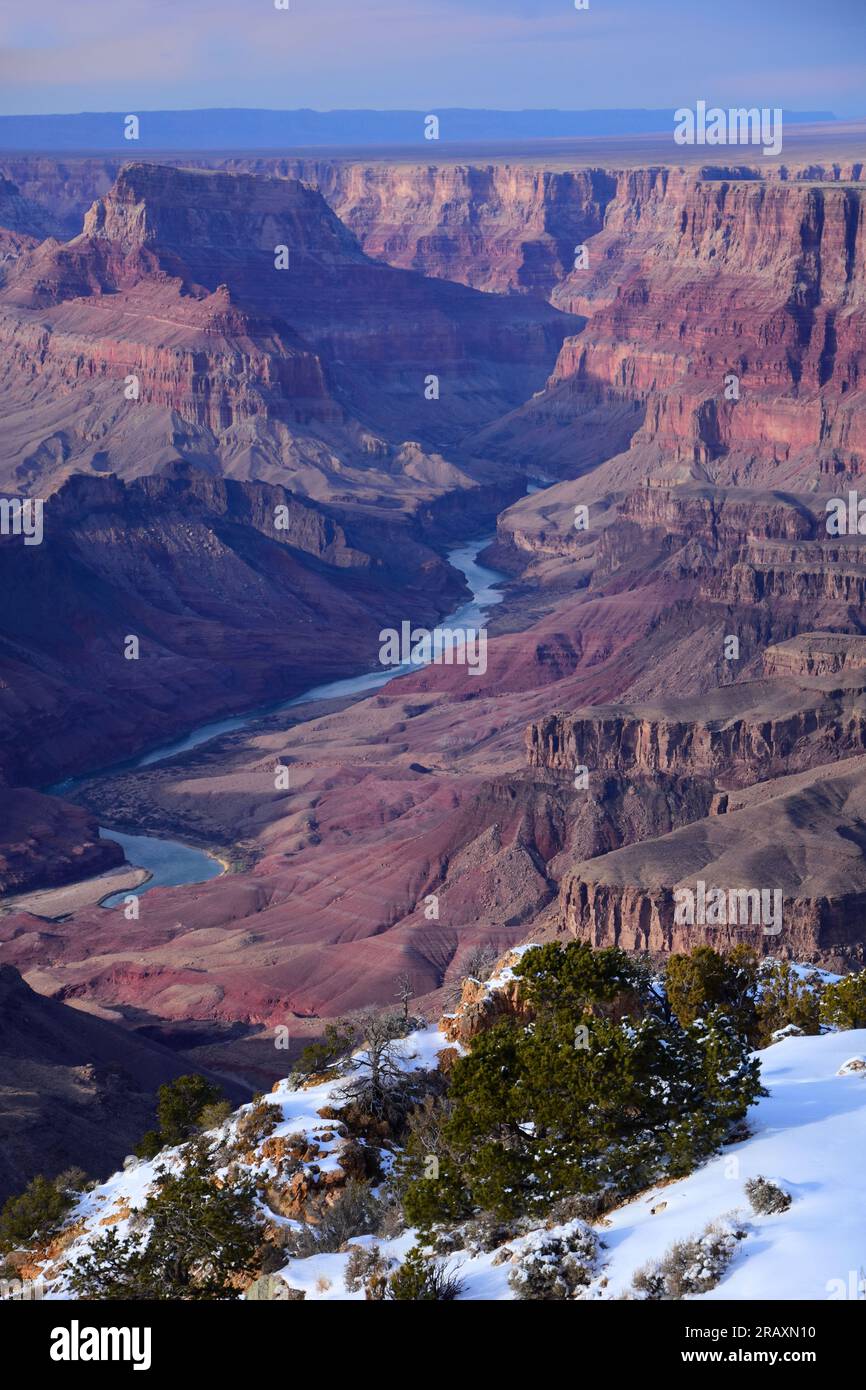 overlooking the expansive south rim of the grand canyon from desert ...