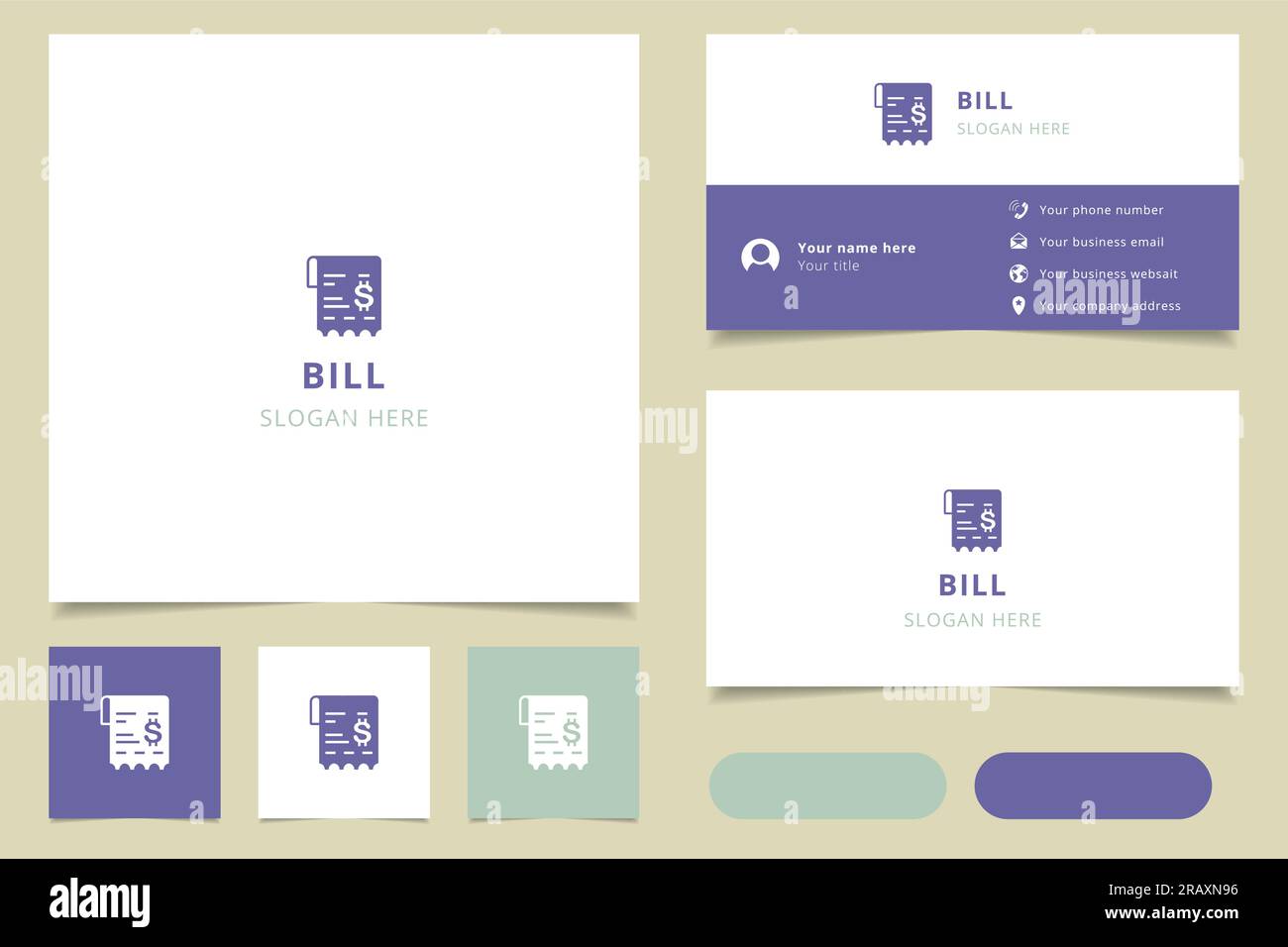 Bill logo design with editable slogan. Branding book and business card ...