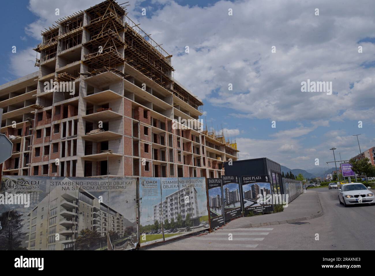 A new high rise apartment block under construction in Podgorica ...