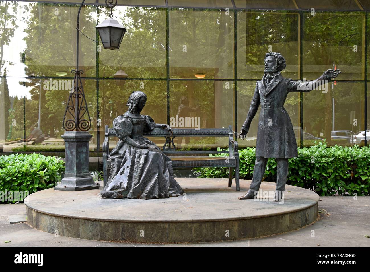 Statue dedicated to Russian Poet Alexander S. Pushkin and his wife Natalija N. Gonchareva ...