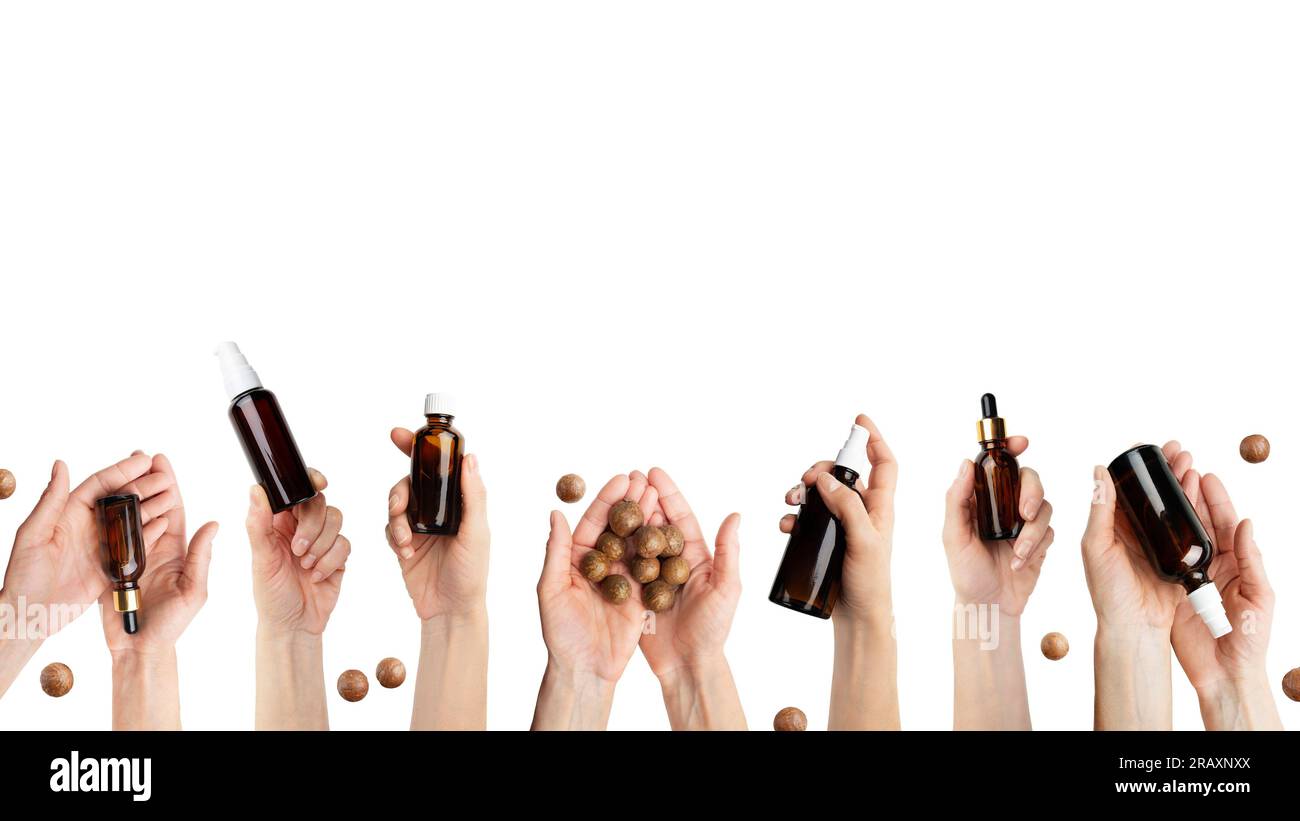 Macadamia nuts oil cream Cut Out Stock Images & Pictures - Alamy