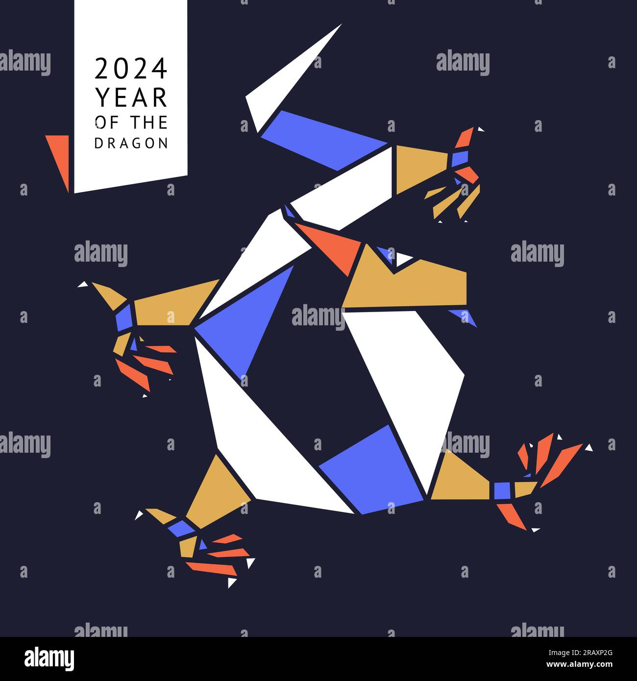 Origami water dragon made multi-colored paper, 2024 Year, for New Years ...