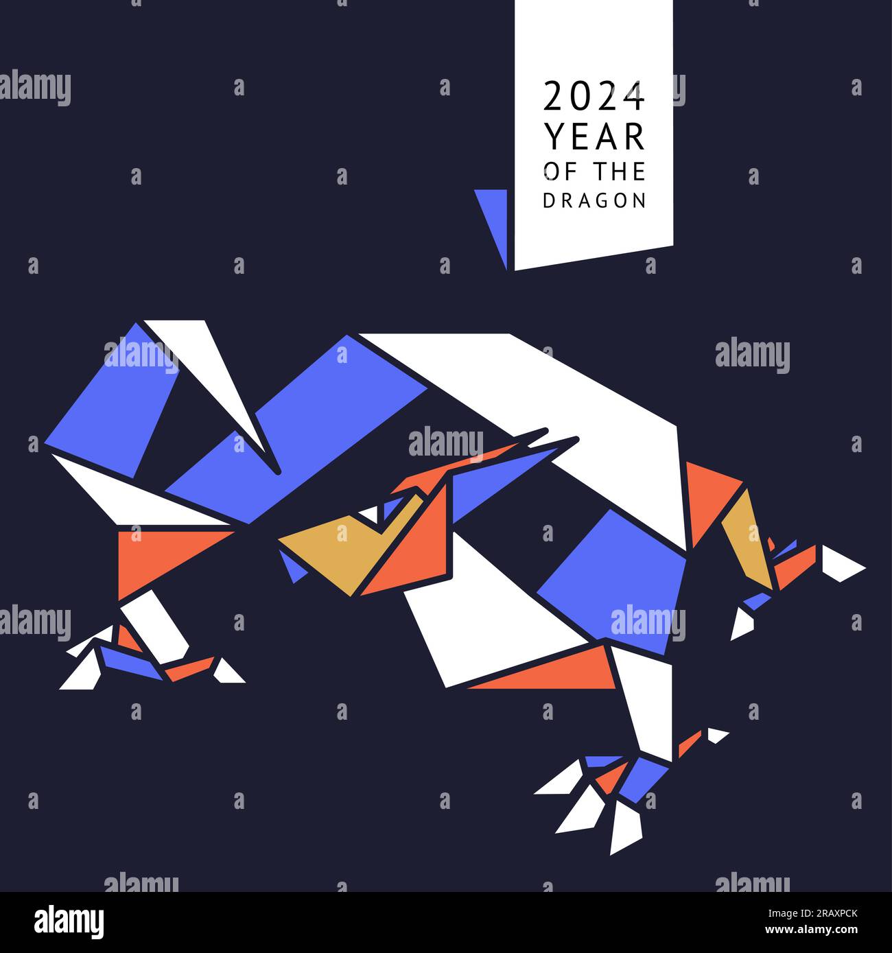 Origami water dragon made multi-colored paper, 2024 Year, for New Years ...