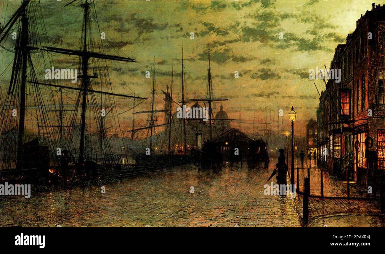 Humber Docks, Hull 1884; United Kingdom by John Atkinson Grimshaw Stock ...