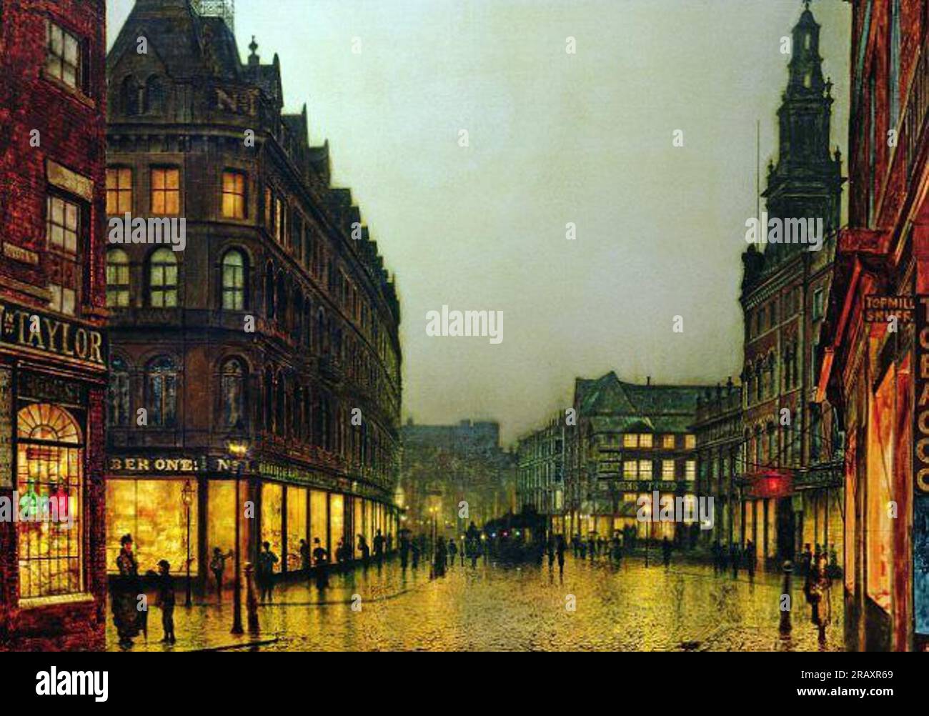 Boar Lane, Leeds 1881; United Kingdom by John Atkinson Grimshaw Stock ...
