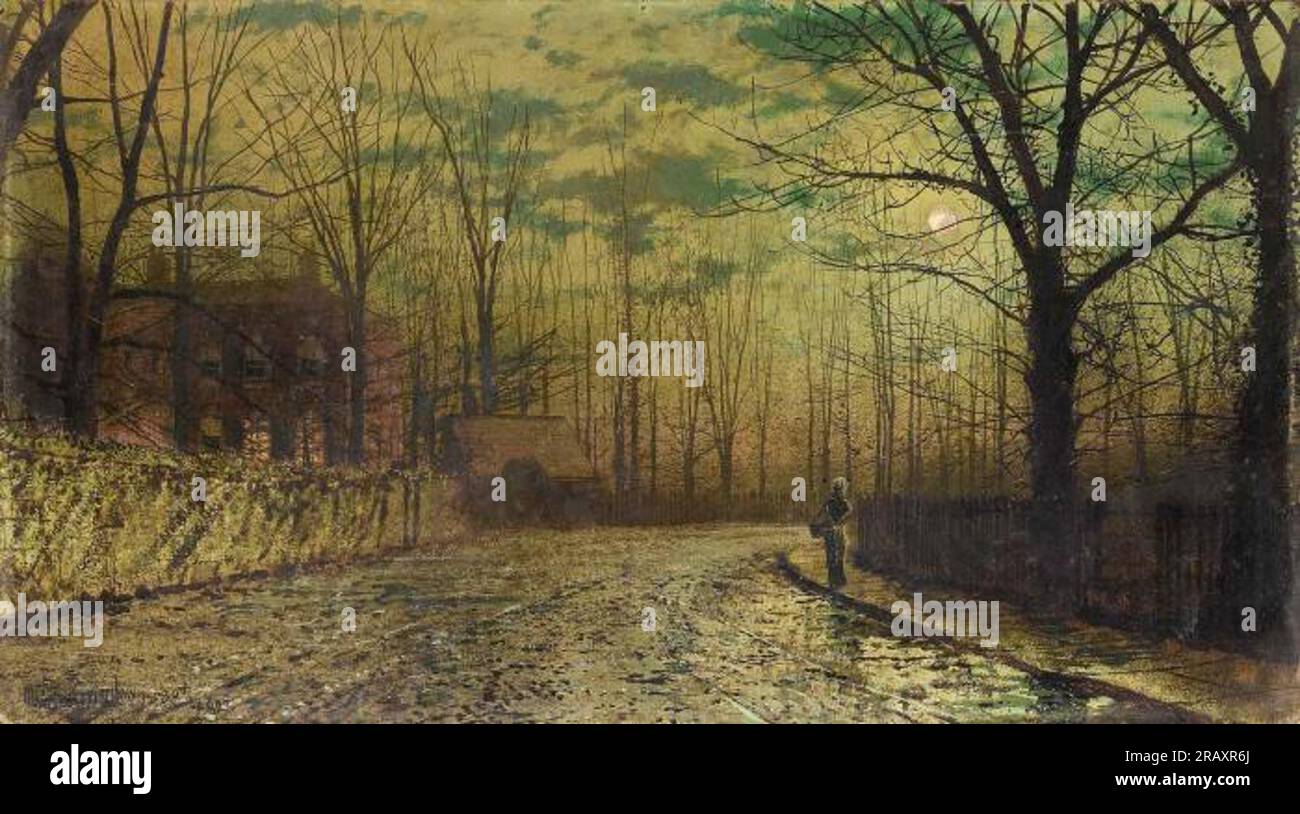 Figure on a moonlit lane by John Atkinson Grimshaw Stock Photo - Alamy