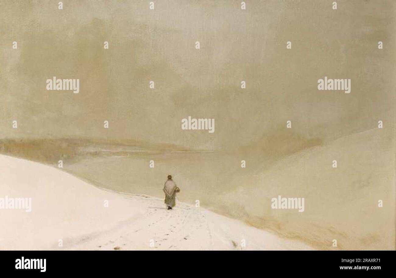 Snow and mist by John Atkinson Grimshaw Stock Photo - Alamy