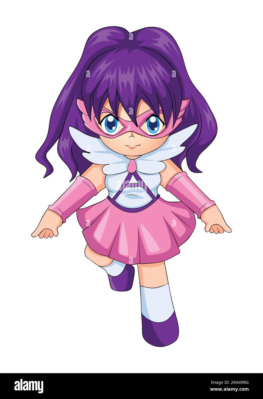 Chibi style illustration of a super-heroine isolated on white Stock ...