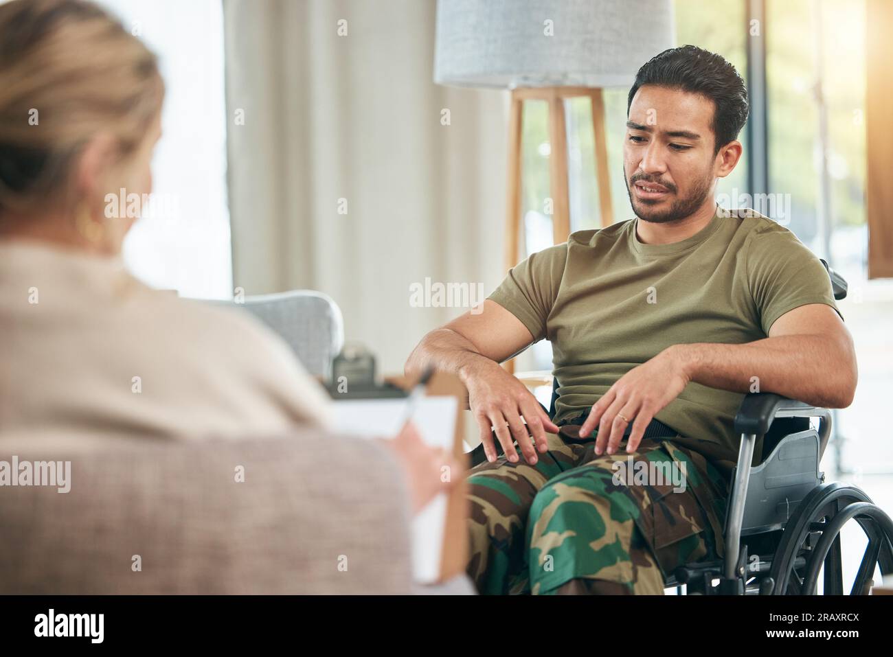 Wheelchair, therapist and military man for counselling, trauma and ...