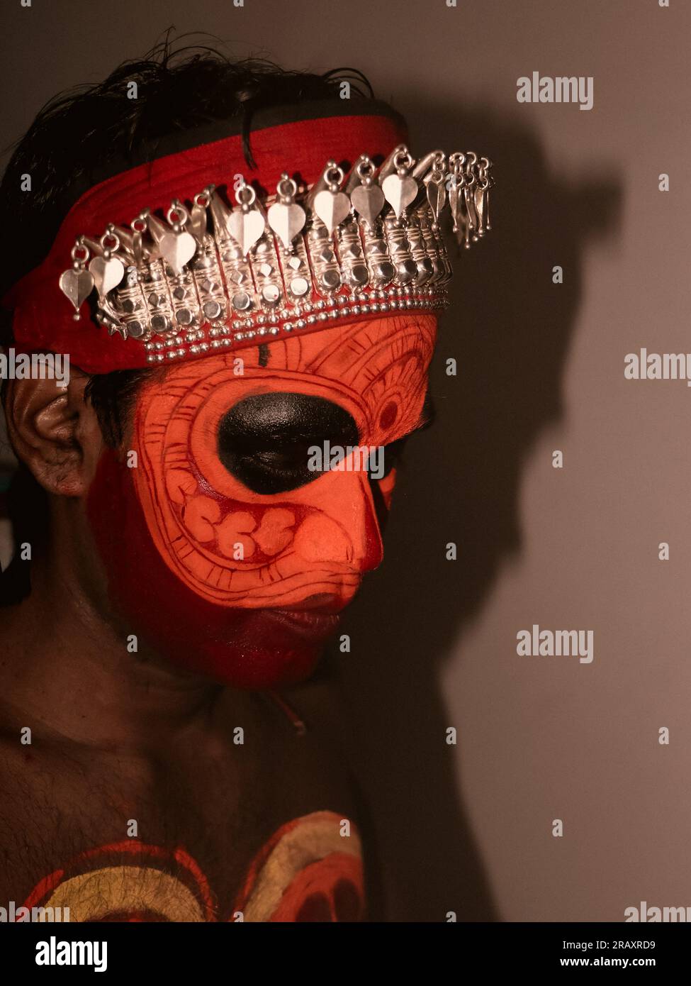 close up shot of an artist with makeup and face paint for performing ...