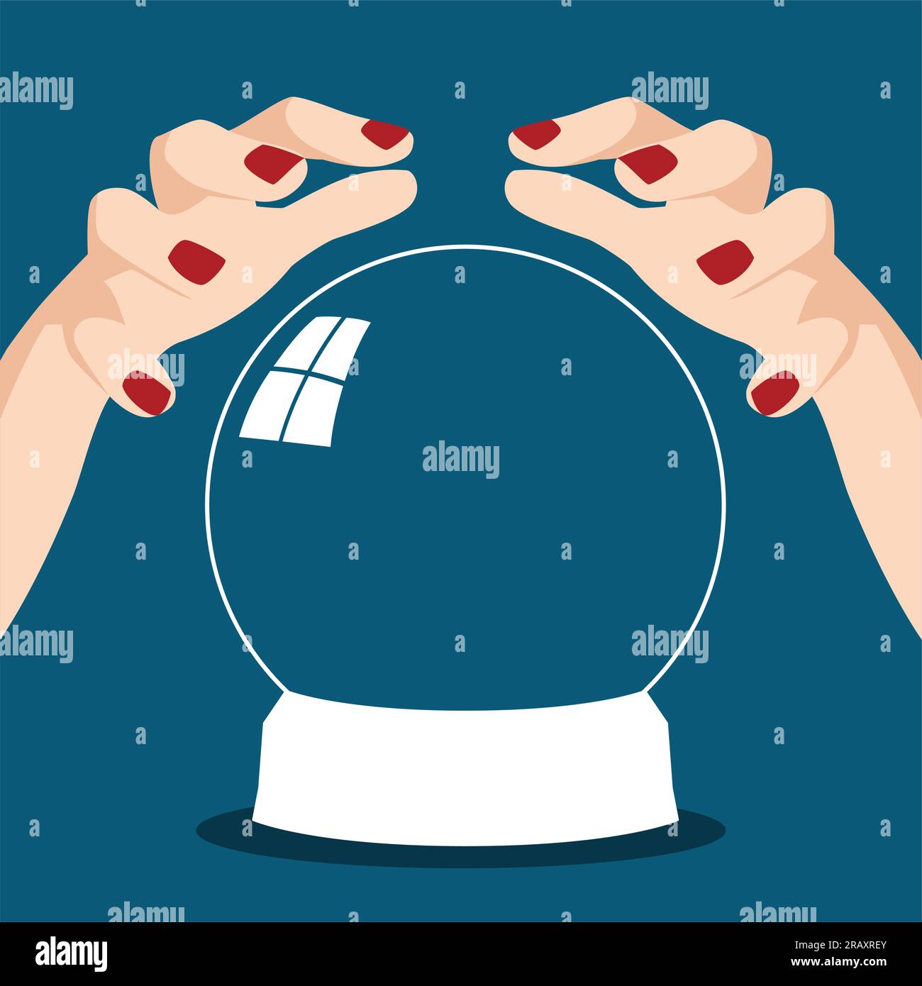 Cartoon illustration of a fortune teller hands with crystal ball Stock ...