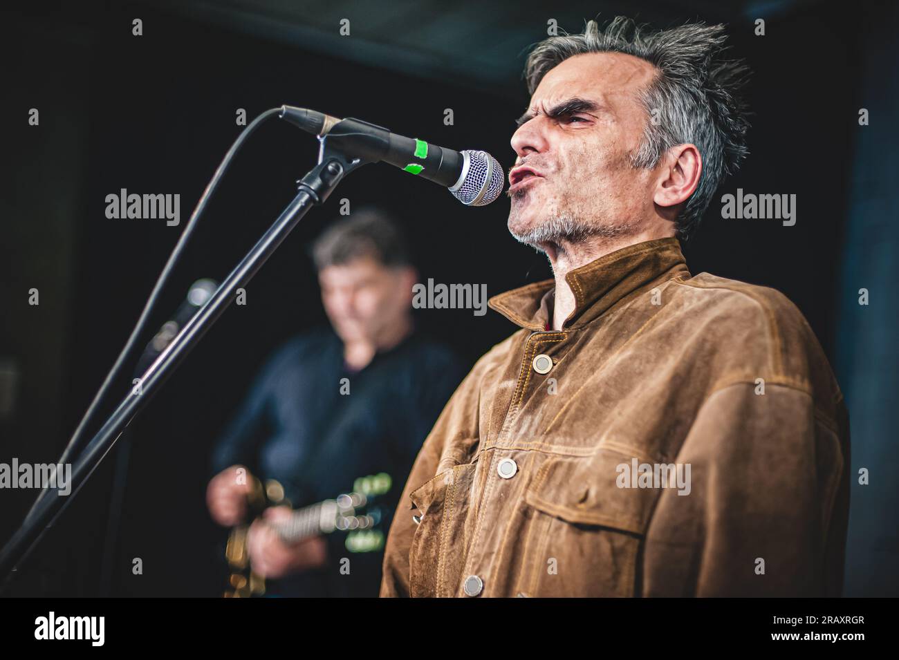 Singer artist performer close-up portrait during live performance on a ...