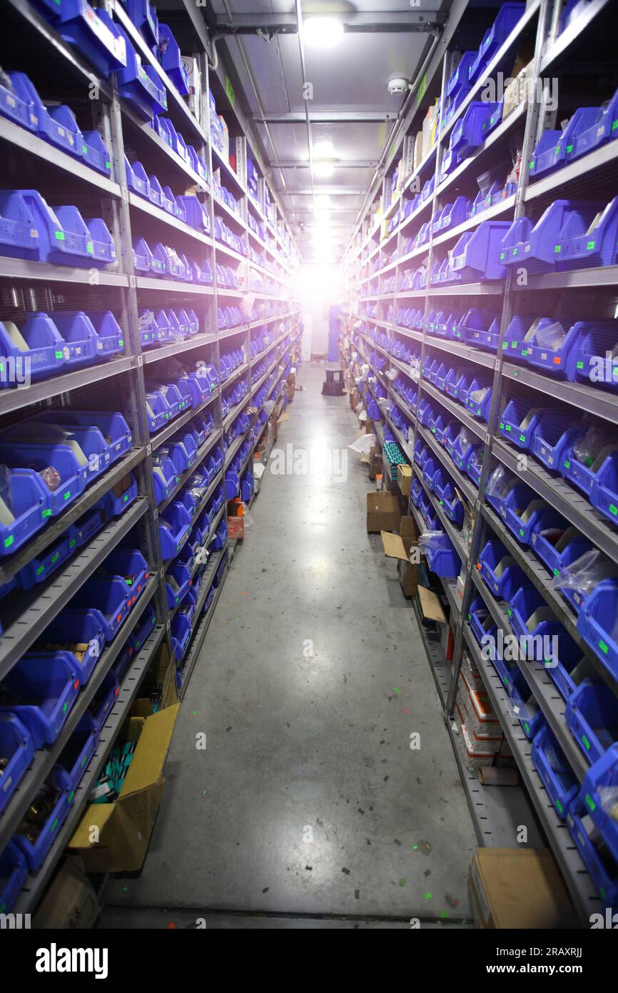 Industrial warehouse. Warehouse of a trade organization. Goods and ...