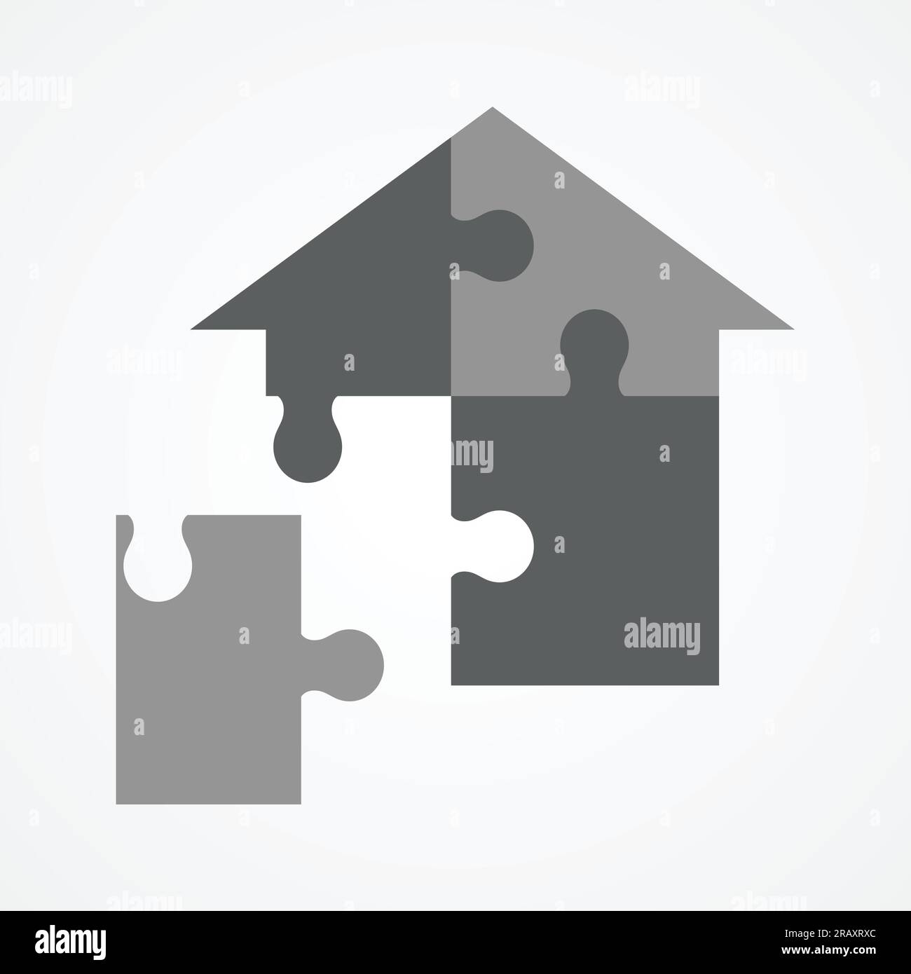 Graphic illustration of a jigsaw puzzle forming house shape Stock ...